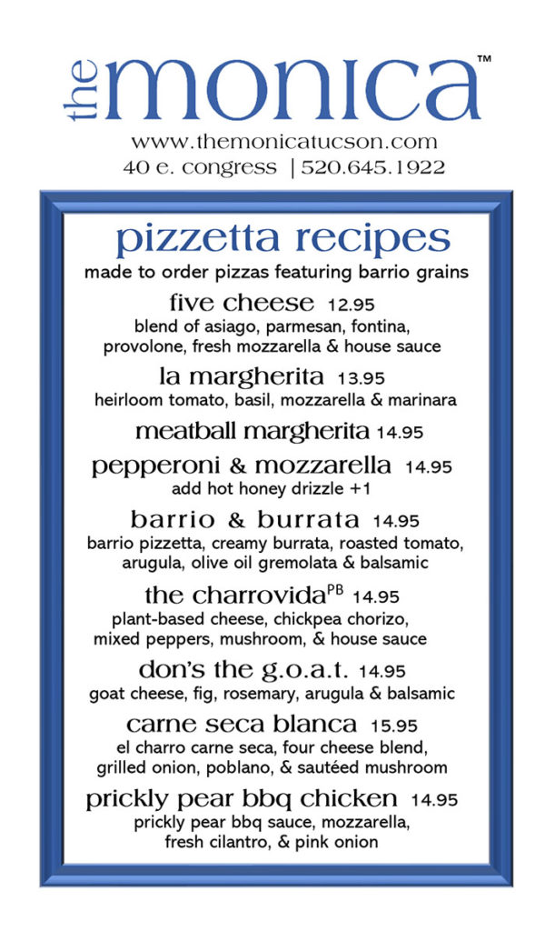 Lunch Menu – The Monica