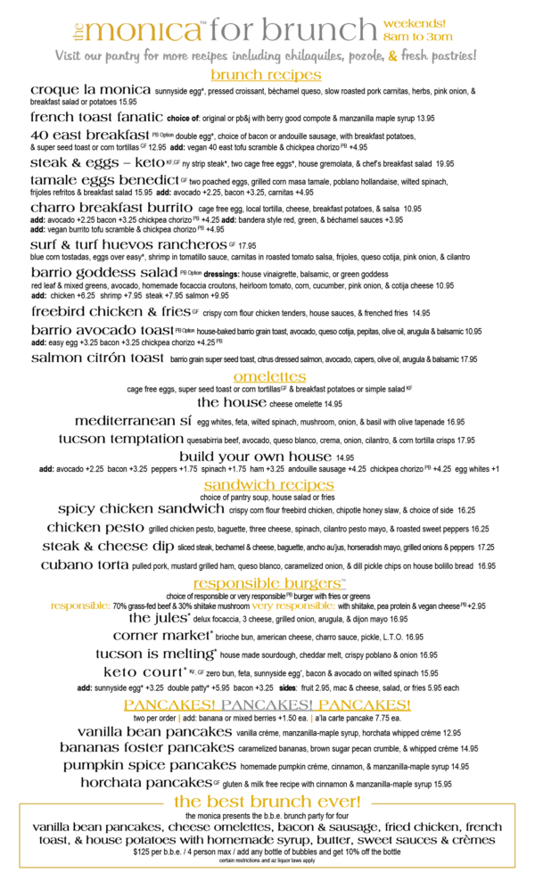 Brunch Menu – The Monica